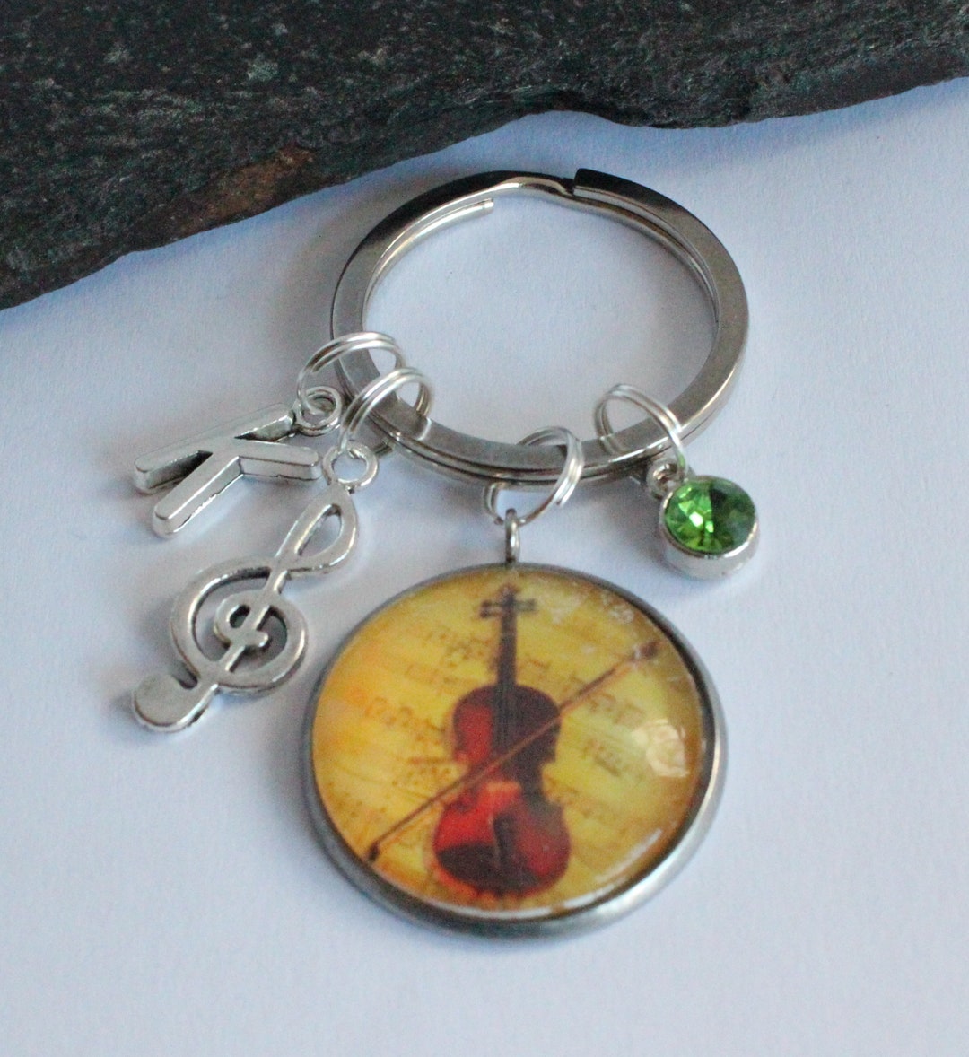 Violin Cello Treble Clef Keyring, Violinist Cellist Keyring ...