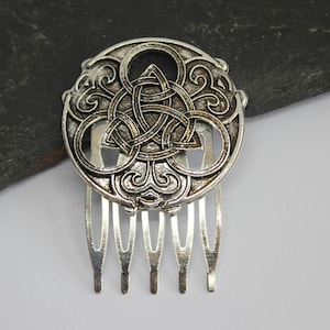 Silver Infinity Triquetra Celtic Knot Hair Comb: Viking Pagan Jewelry ...