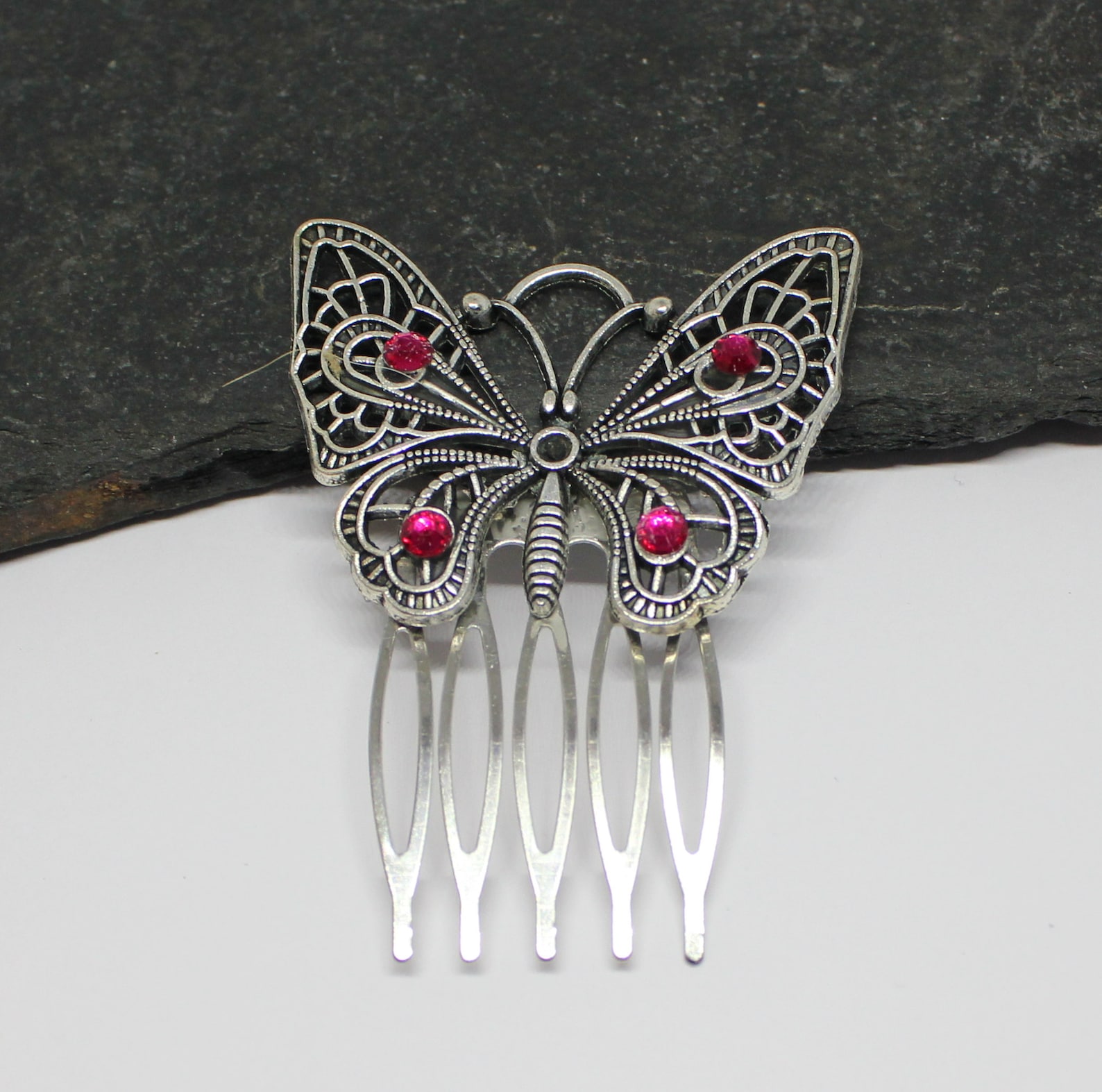 Silver Tones Butterfly Hair Comb Butterfly Hair Piece | Etsy