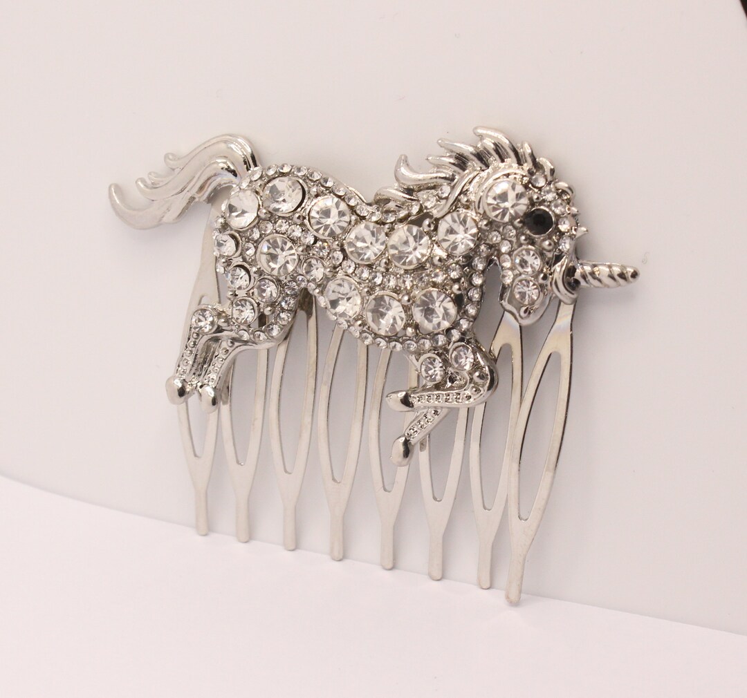 Sparkly Crystal Unicorn Hair Comb: Wedding Prom Accessory - Etsy