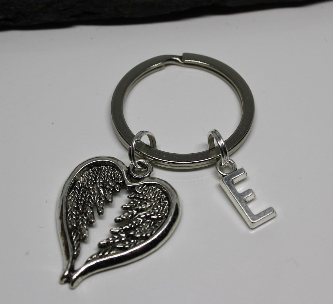 Angel Wings Keyring, Angel Wings Heart Keyring, Heart Keyring ...