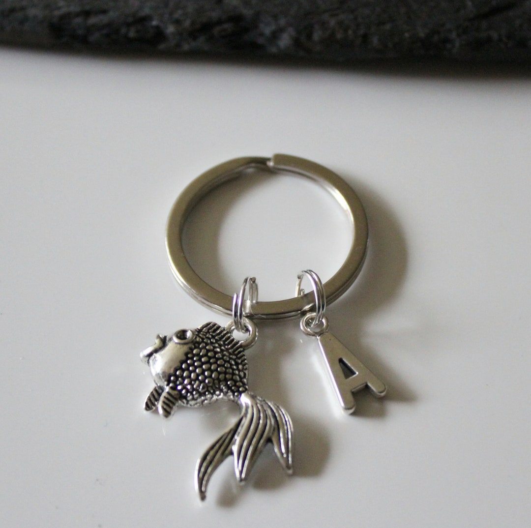 Personalized Fish Initial Keychain: Stainless Steel Carp Keyring - Etsy