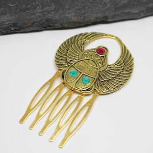 Gold Tones Egyptian Scarab Hair Comb, Egyptian Themed Hair Accessory ...