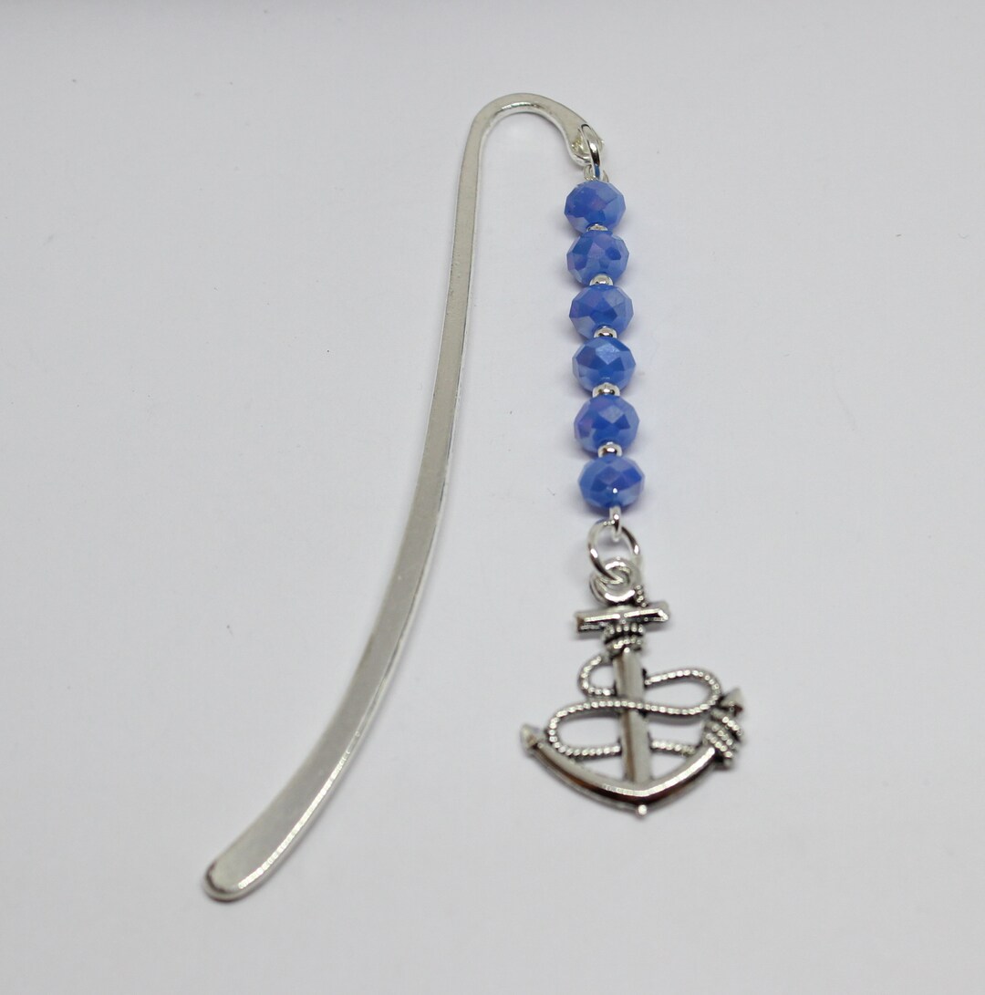Anchor Bookmark: Purple Faceted Glass Beads, Personalized Initial - Etsy