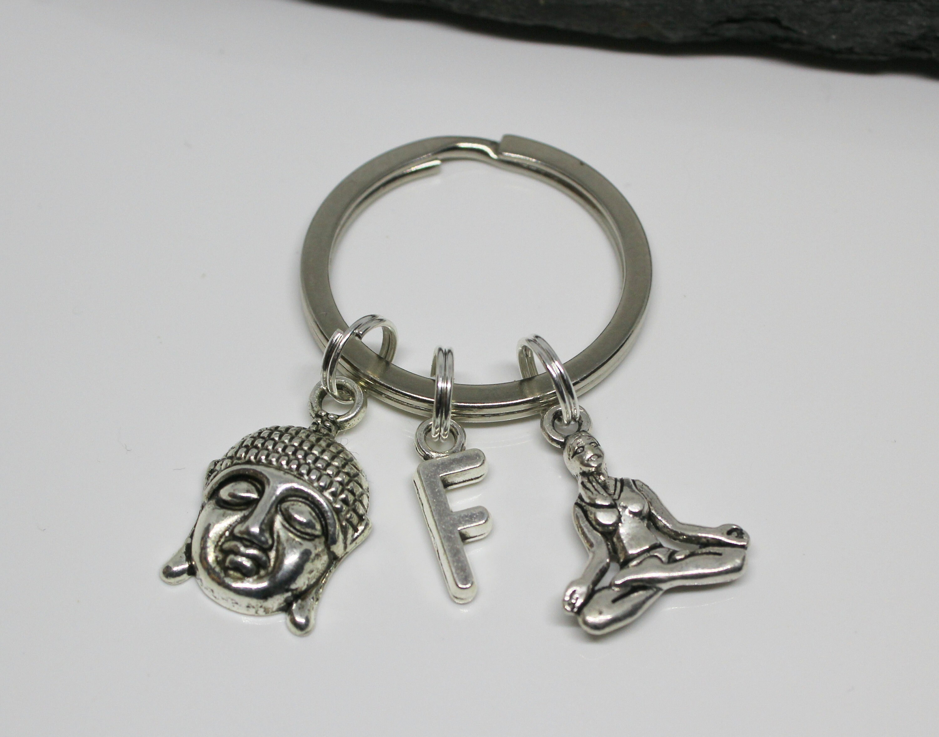 Personalised Yoga Pose Buddha Initial Keyring Personalised | Etsy