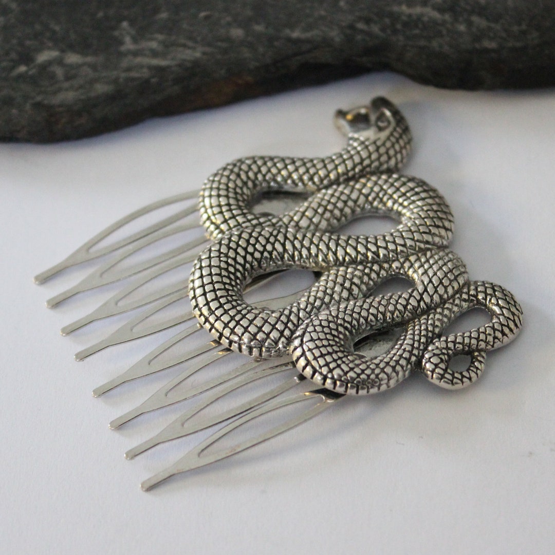 Silver Serpent Hair Comb: Decorative Snake Hair Accessory - Etsy