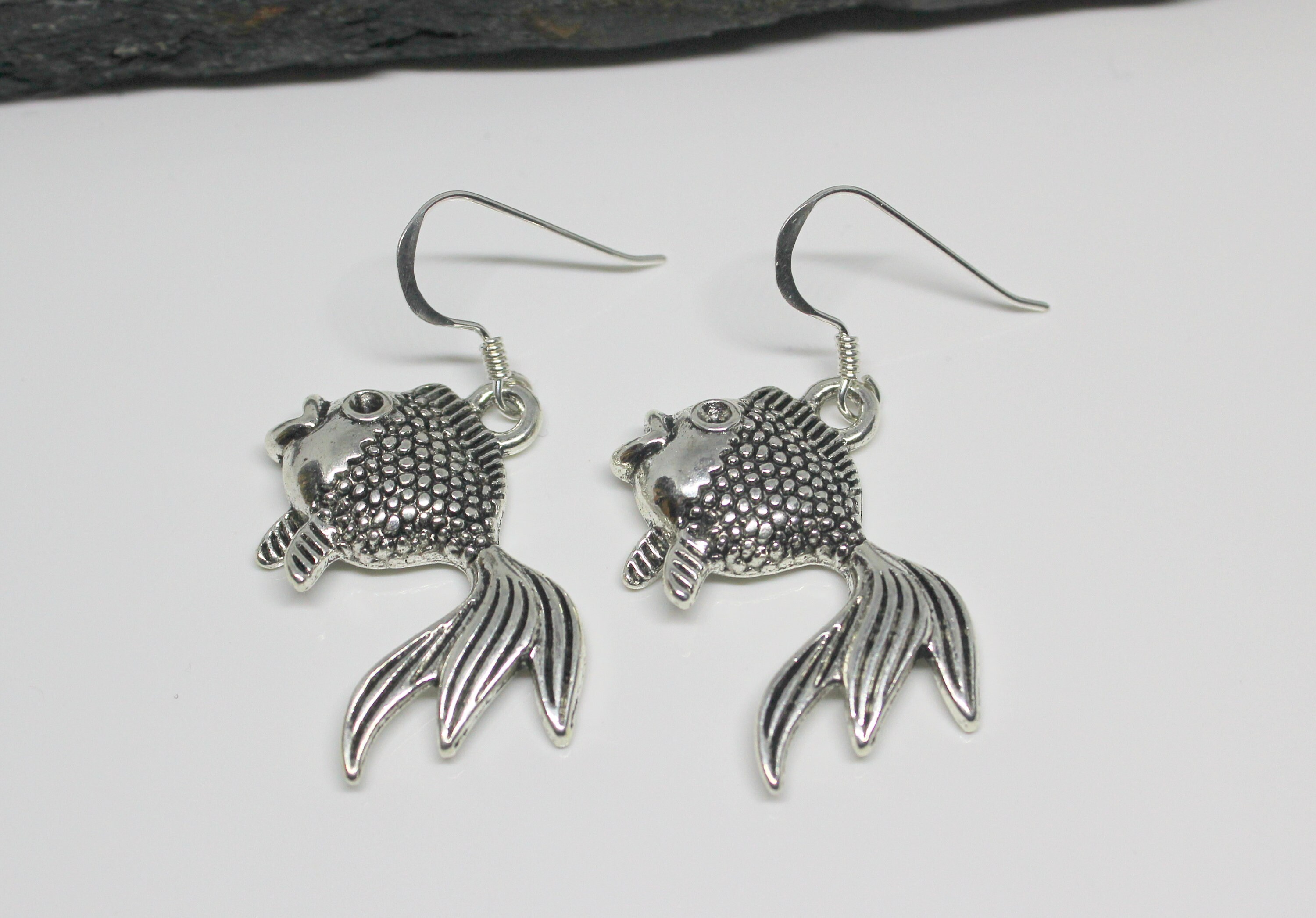 Silver Fish Earrings Silver Goldfish Earrings Sterling - Etsy UK