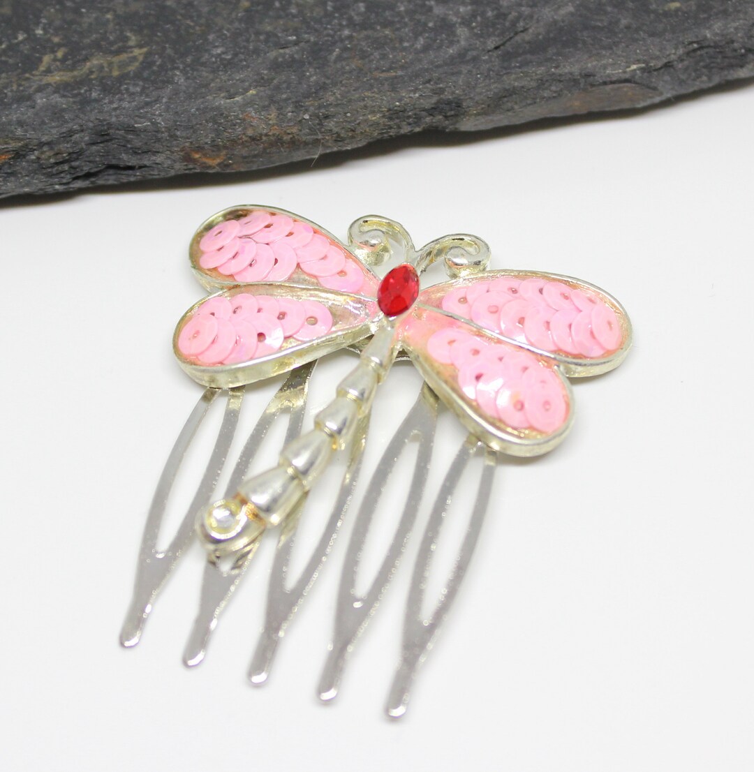 Pink Dragonfly Hair Comb, Decorative Pink Dragonfly Hair Accessory ...
