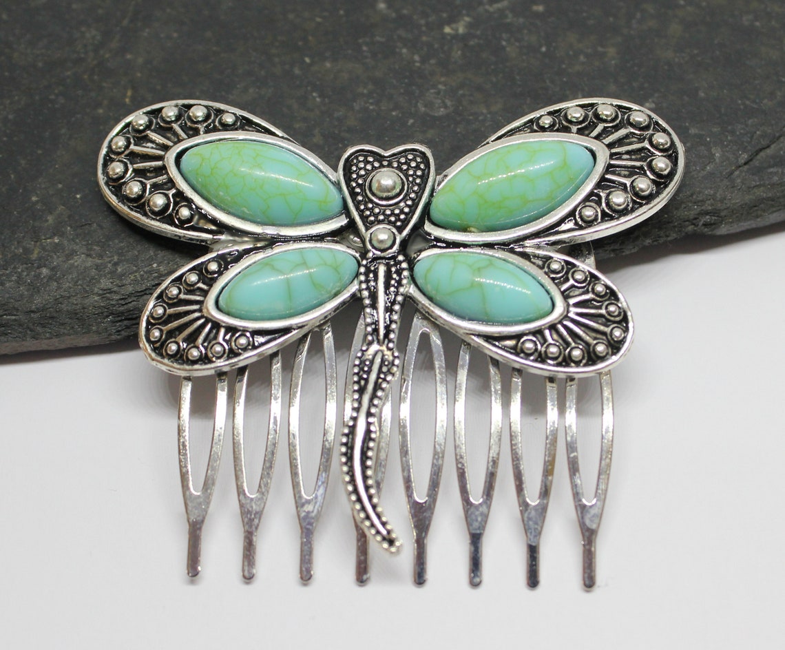 Turquoise Dragonfly Hair Comb Decorative Dragonfly Hair - Etsy UK