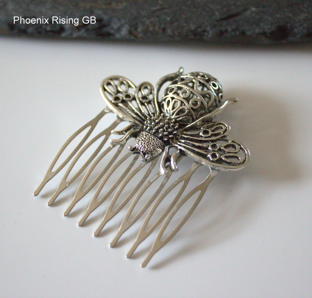 Silver Bumblebee Hair Comb: Nature Inspired Accessory - Etsy