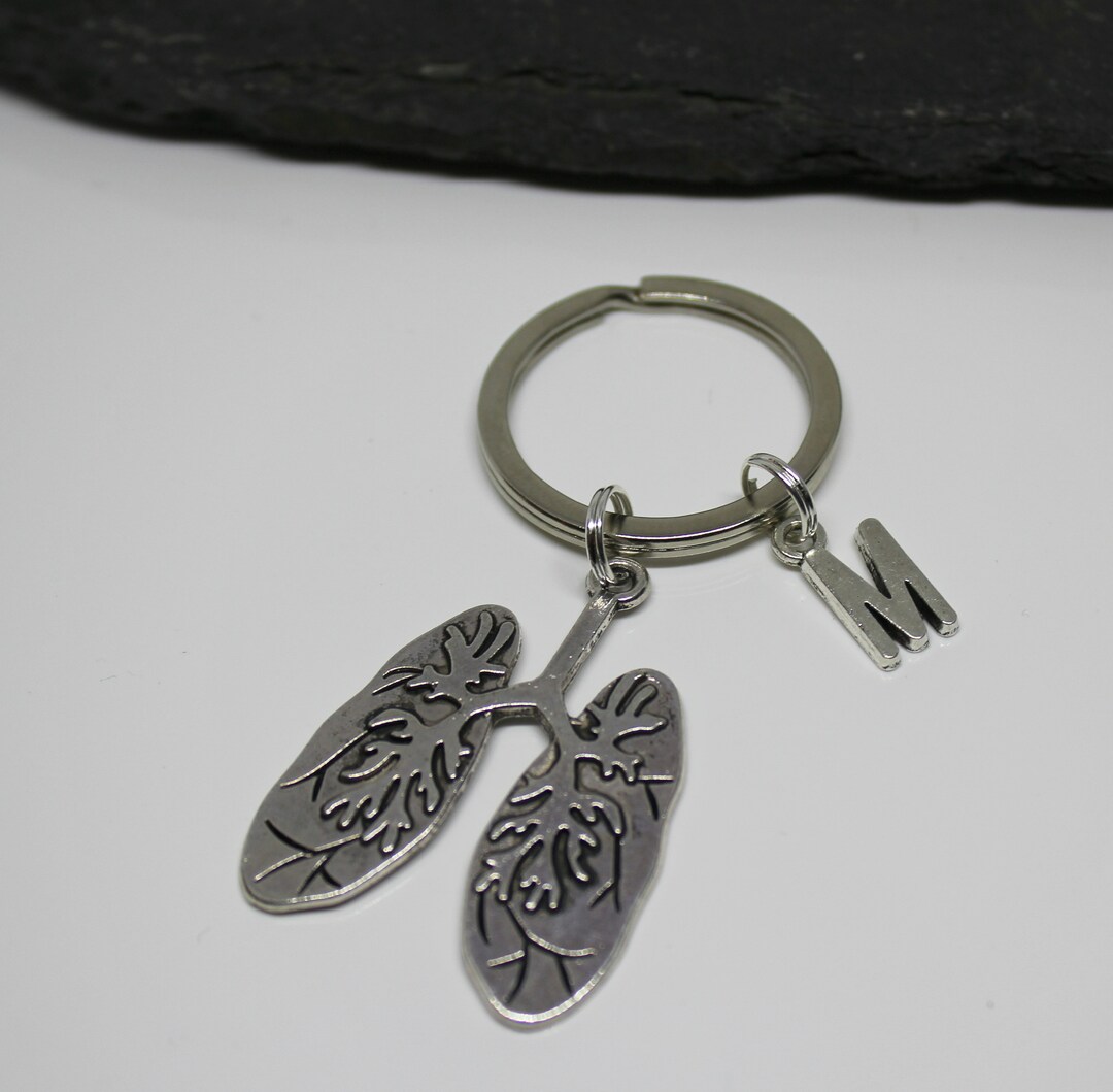 Lungs Keyring: Personalized Initial, Stainless Steel Anatomy Keychain ...