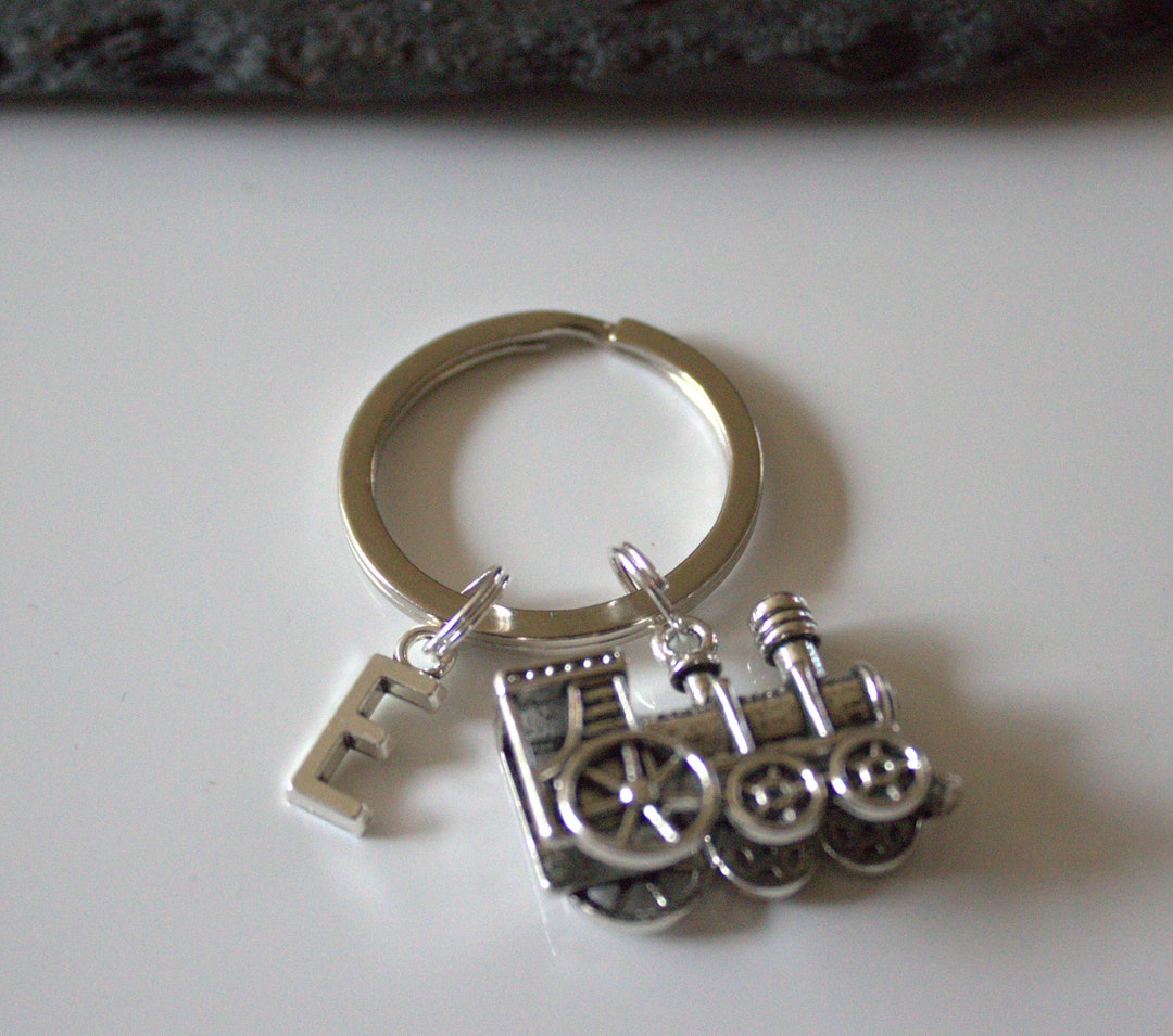 Personalized Train Keychain: 3D Initial Keyring, Stainless Steel - Etsy