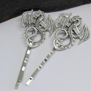 Gothic Dragon Hair Grips, Silver Dragon Bobby Pins, Set of Two Dragon ...