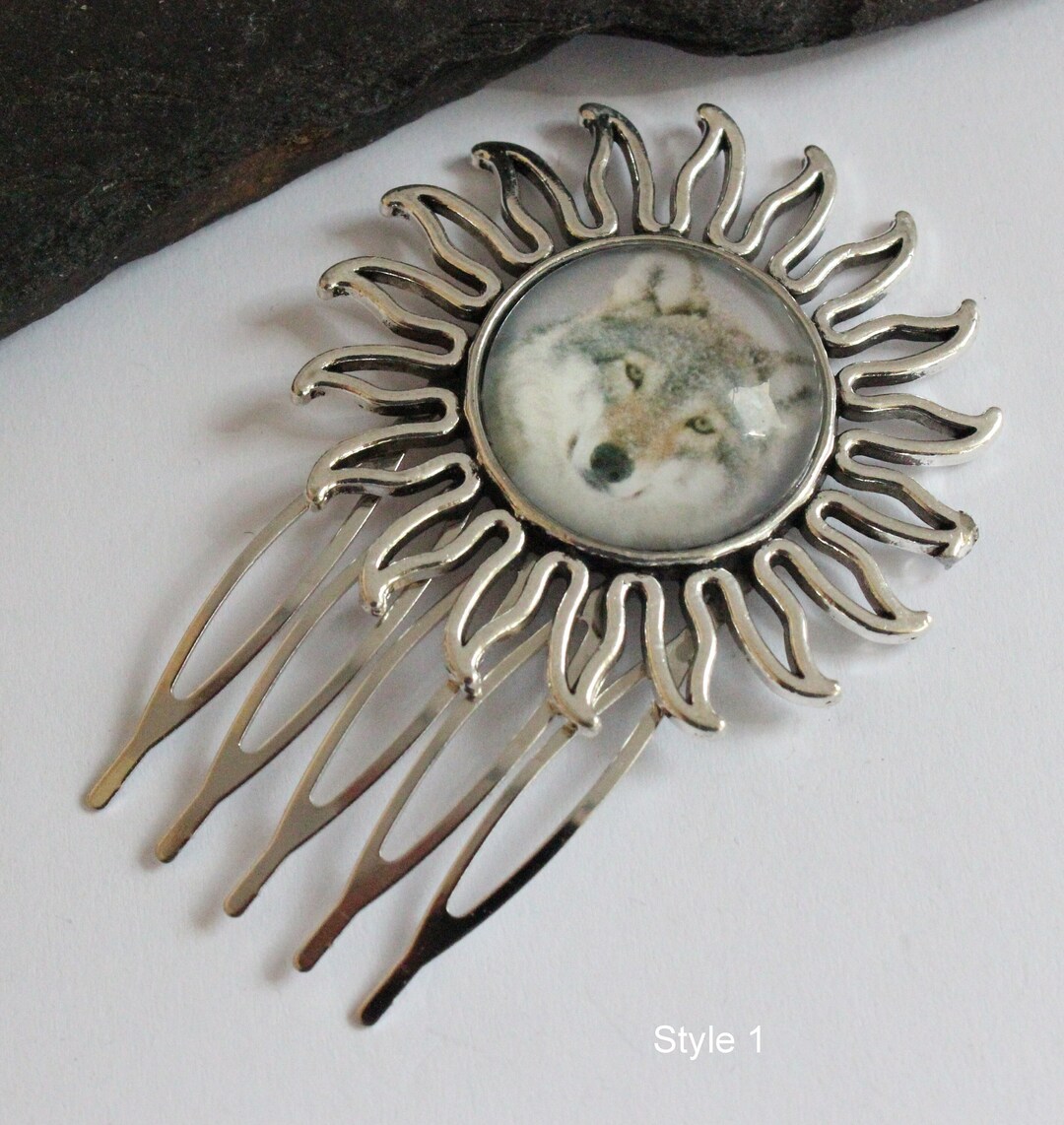 Silver Tone Wolf Hair Comb: Decorative Wolf Accessory - Etsy