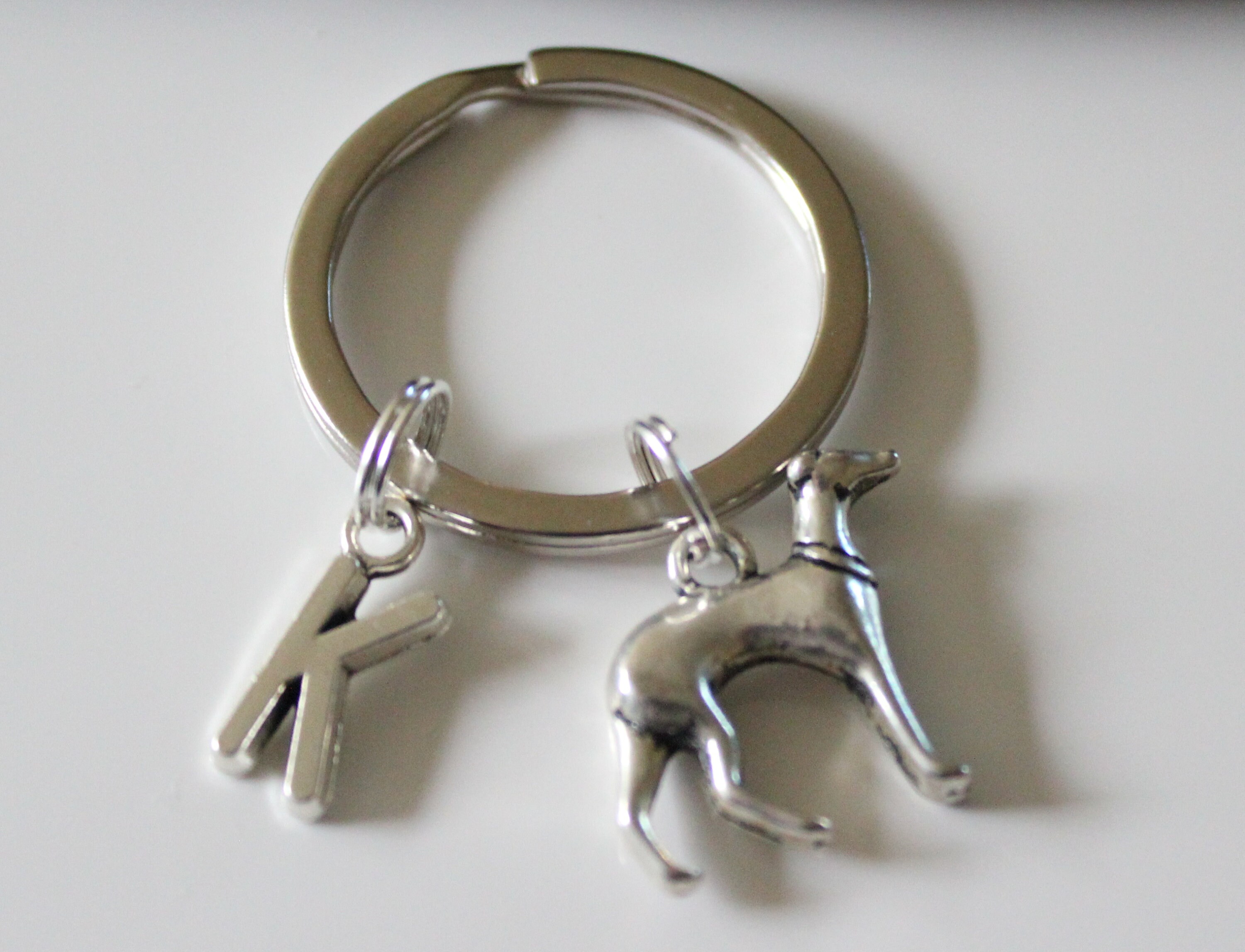Greyhound Whippet Dog Personalised Initial Keyring Greyhound | Etsy