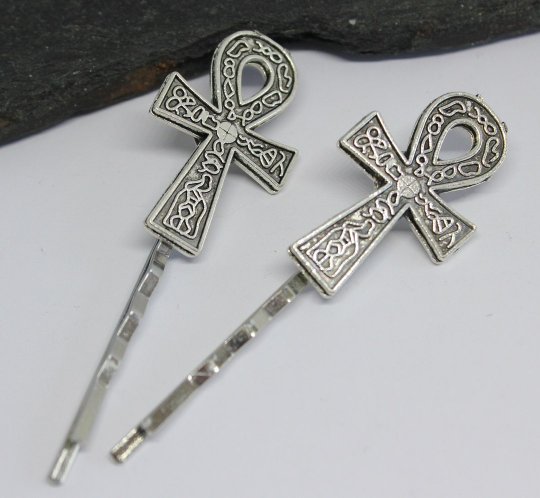 Egyptian Ankh Bobby Pins, Silver Ankh Hair Pins, Hair Clips, Hair Grips ...