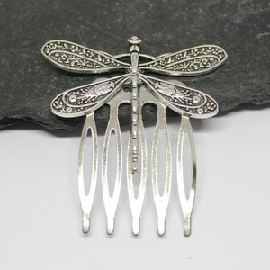 Silver Tones Dragonfly Hair Comb, Dragonfly Hair Piece, Filigree ...