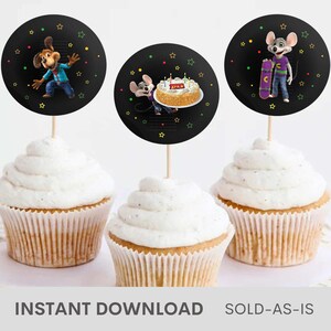 INSTANT DOWNLOAD Chuck E Cheese Cupcake Toppers, Chuck E Cheese Cake ...