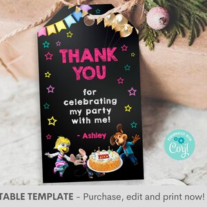 Thank You Tag Template, Chuck E Cheese Thank You Tags, Chuck E Cheese ...