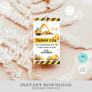 Construction Birthday Invitation Thank You Tags, Under Construction ...