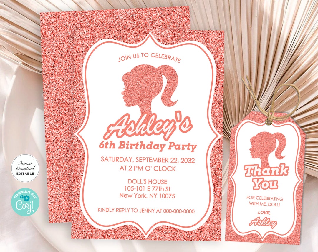 Soft Pink Editable Birthday Party Invitation, Come on Let's Go Party ...
