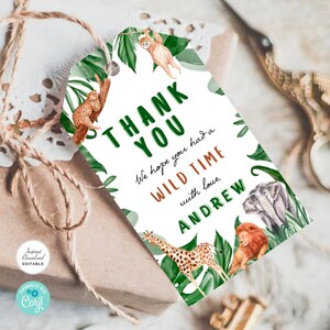 Editable Safari Birthday Invitation Thank You Tag, ANY Age & Genre ...