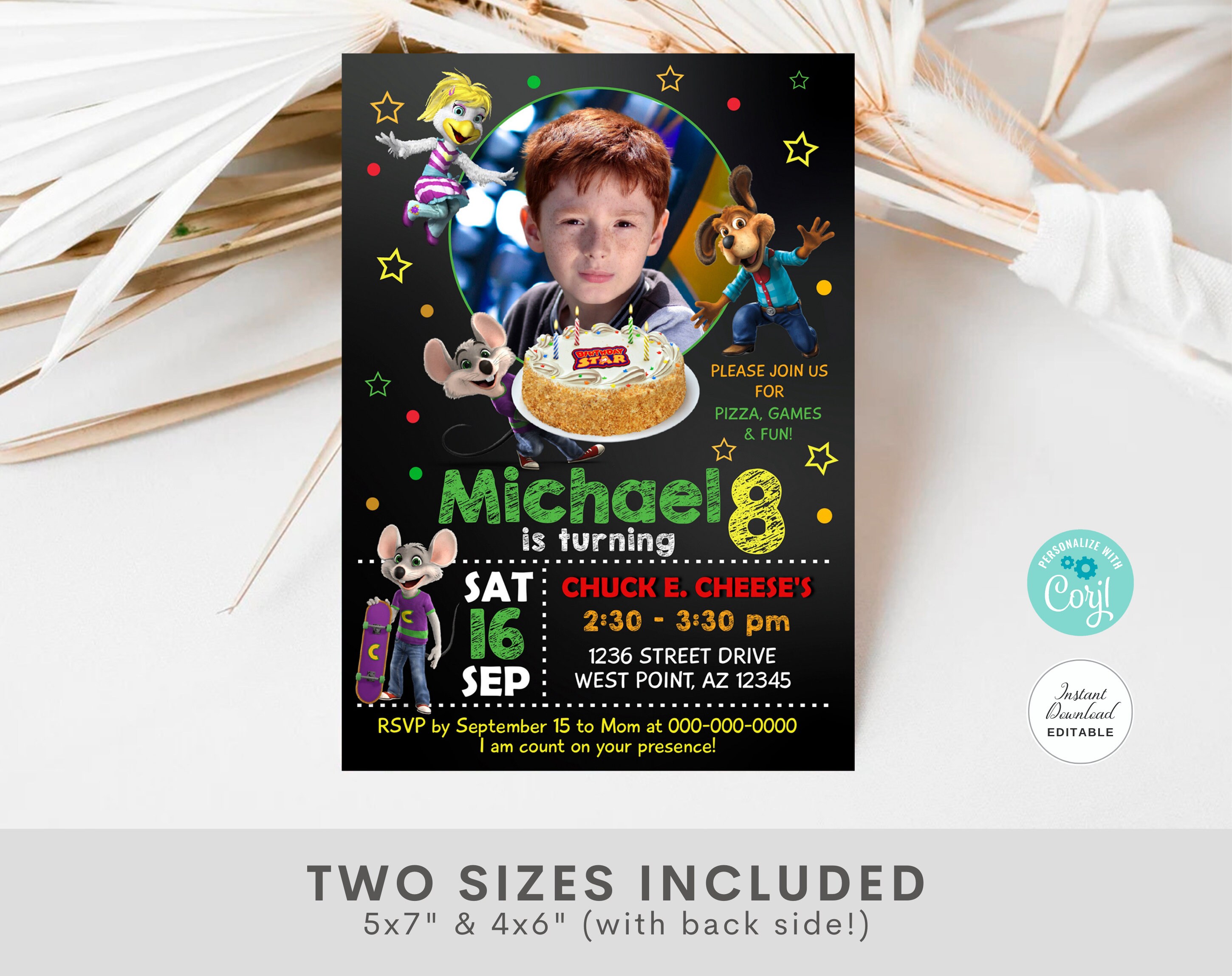 Chuck E Cheese Printable Party Invitations