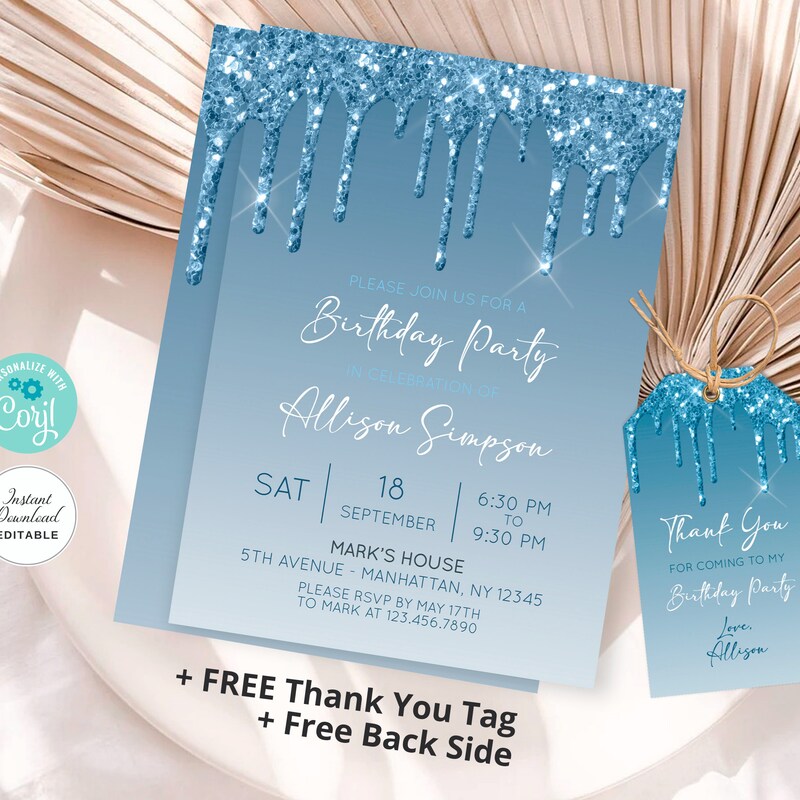 Glitter Invitation - Etsy