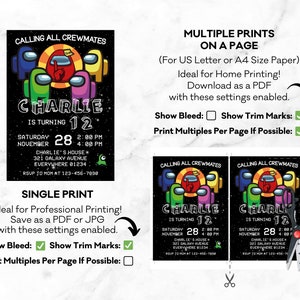 Editable Among Us Birthday Invitation, ANY AGE, Editable Template Corjl ...