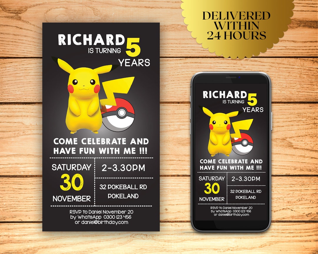 Invitación Pikachu, Invitación de cumpleaños de Pokémon, Invitación a ...