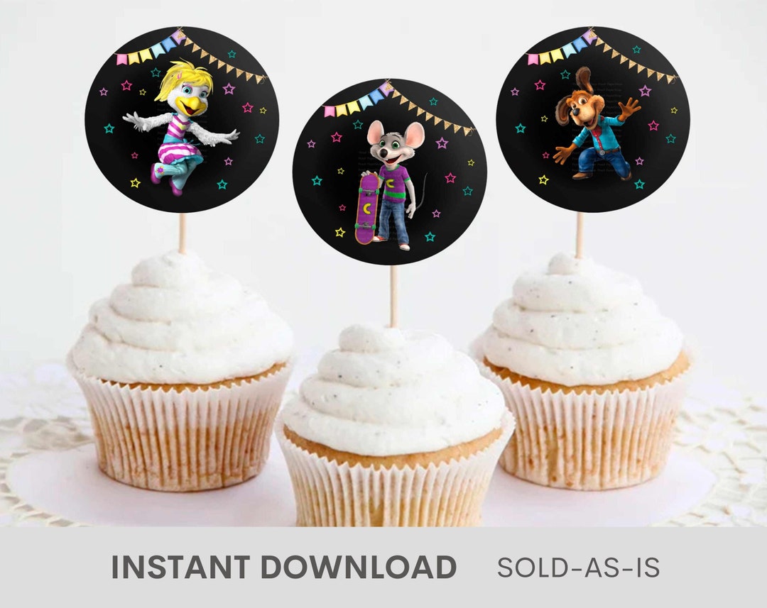 INSTANT DOWNLOAD Chuck E Cheese Cupcake Toppers, Chuck E Cheese Cake ...