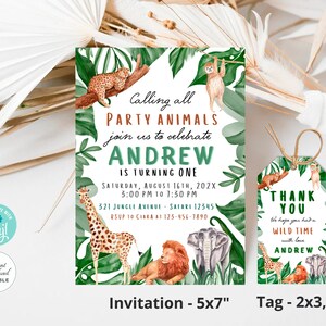 Editable Safari Birthday Invitation Thank You Tag, ANY Age & Genre ...