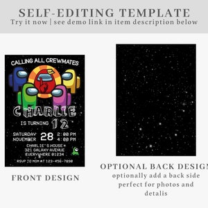 Editable Among Us Birthday Invitation ANY AGE Editable - Etsy