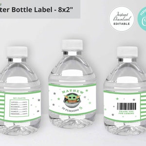 Editable Baby Yoda Water Bottle Labels, Star Wars Bottle Labels ...
