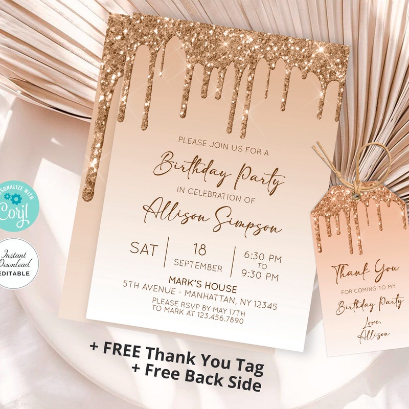 Golden Invitation - Etsy