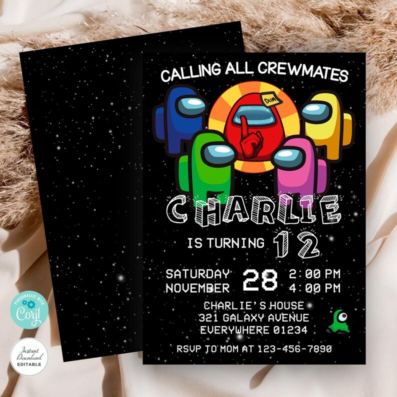 Editable Among Us Birthday Invitation ANY AGE Editable - Etsy