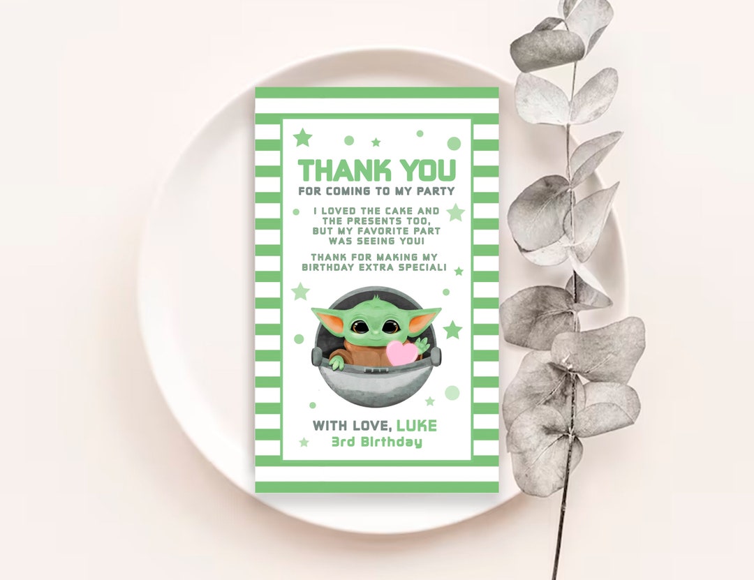 Editable Baby Yoda Thank You Note Instant Download Yoda Thank - Etsy