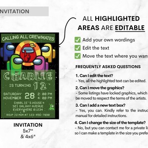 Editable Among Us Birthday Invitation, ANY AGE, Editable Template Corjl ...