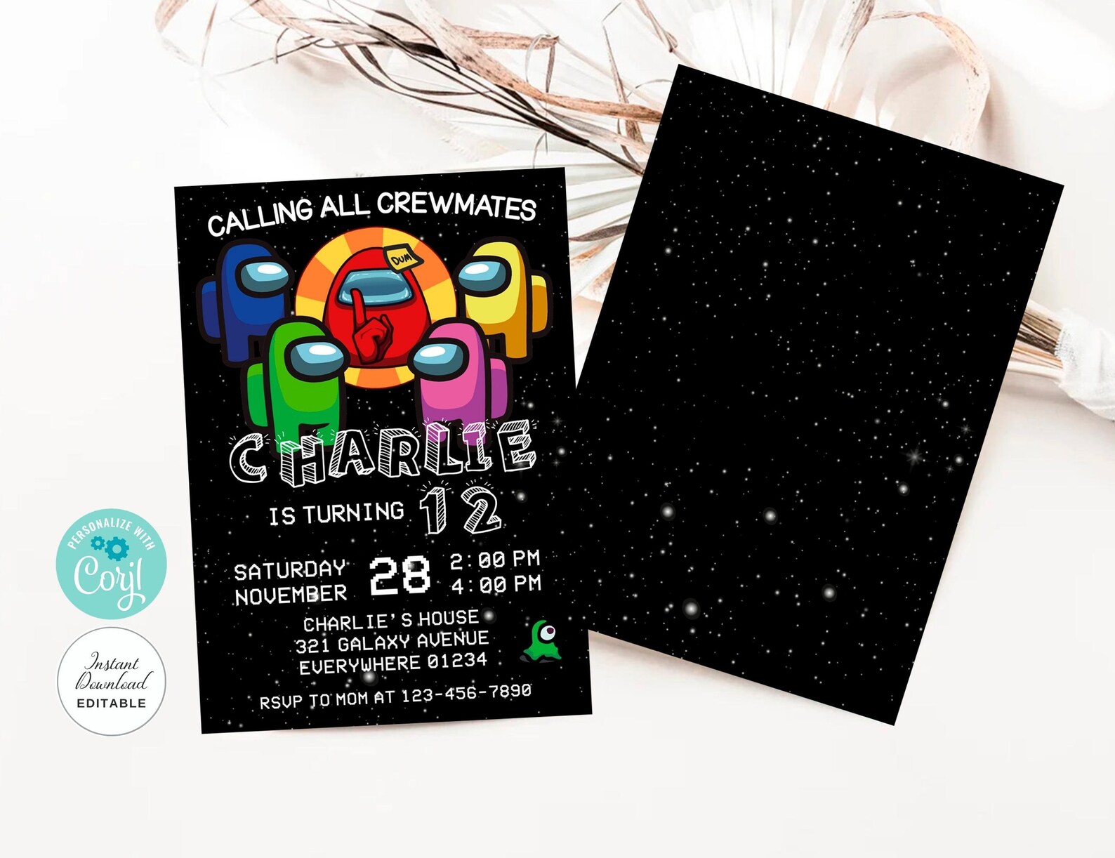 Editable Among Us Birthday Invitation ANY AGE Editable - Etsy