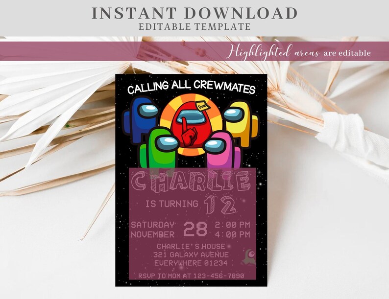 Editable Among Us Birthday Invitation ANY AGE Editable - Etsy