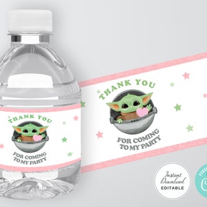 Editable Baby Yoda Water Bottle Labels, Instant Download Star Wars ...