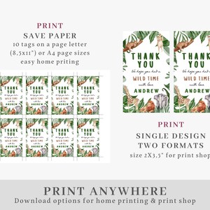 Editable Safari Birthday Invitation Thank You Tag, ANY Age & Genre ...