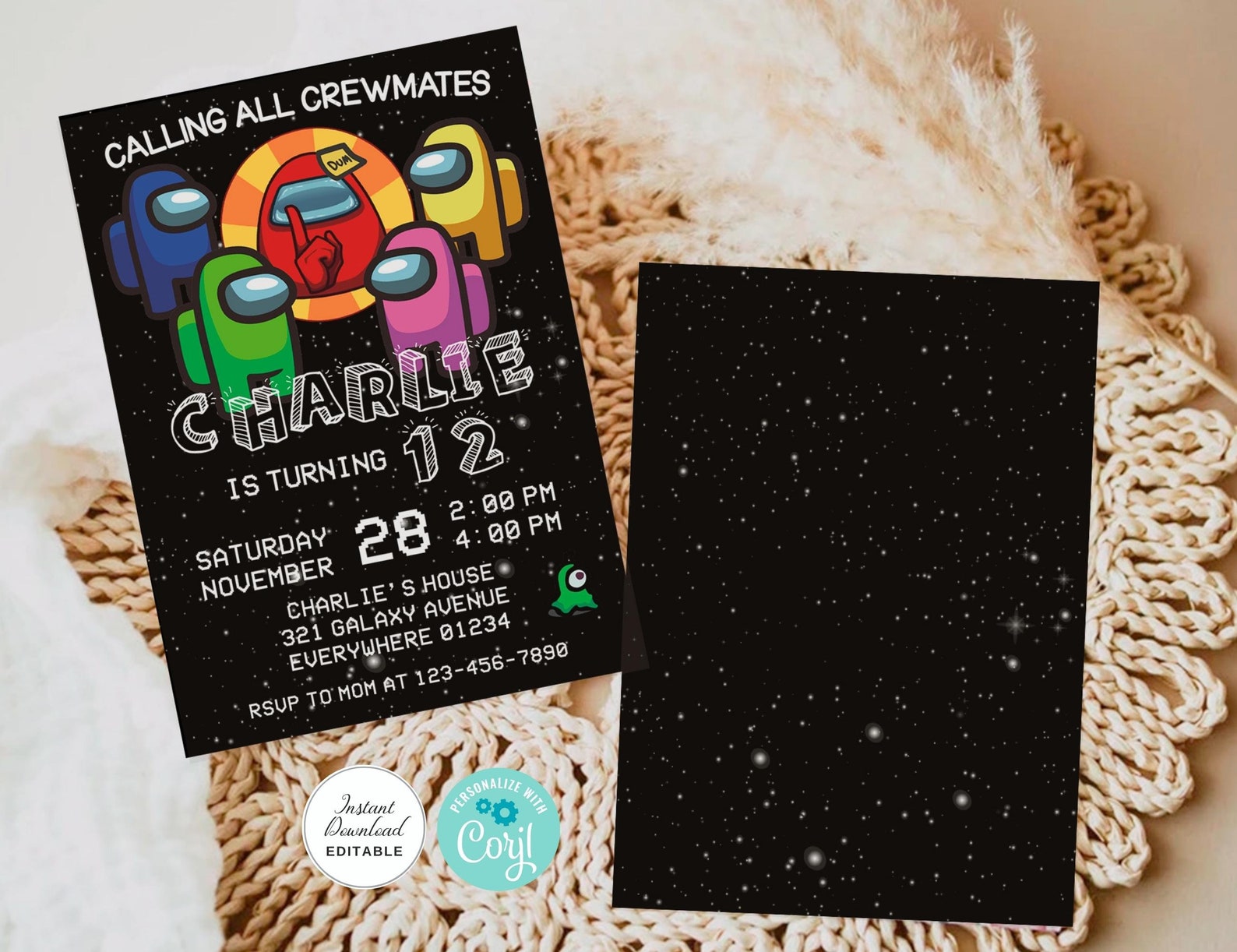 Editable Among Us Birthday Invitation ANY AGE Editable - Etsy