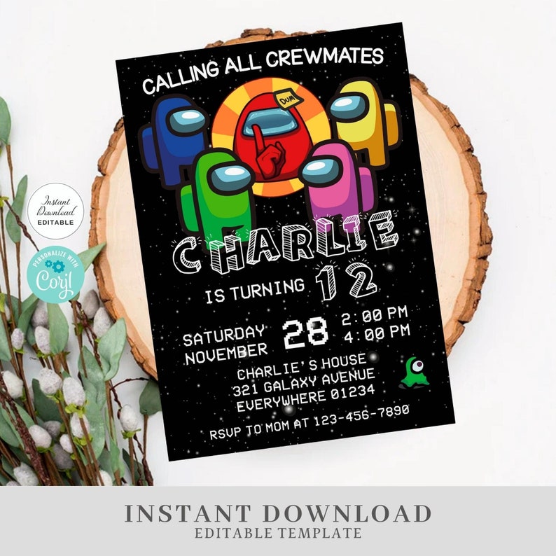 Editable Among Us Birthday Invitation ANY AGE Editable - Etsy