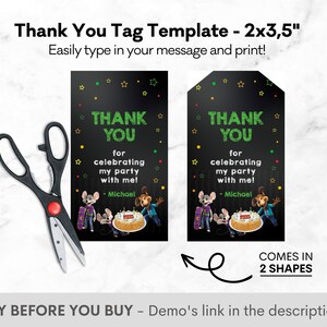Thank You Tag Template, Chuck E Cheese Thank You Tags, Chuck E Cheese ...