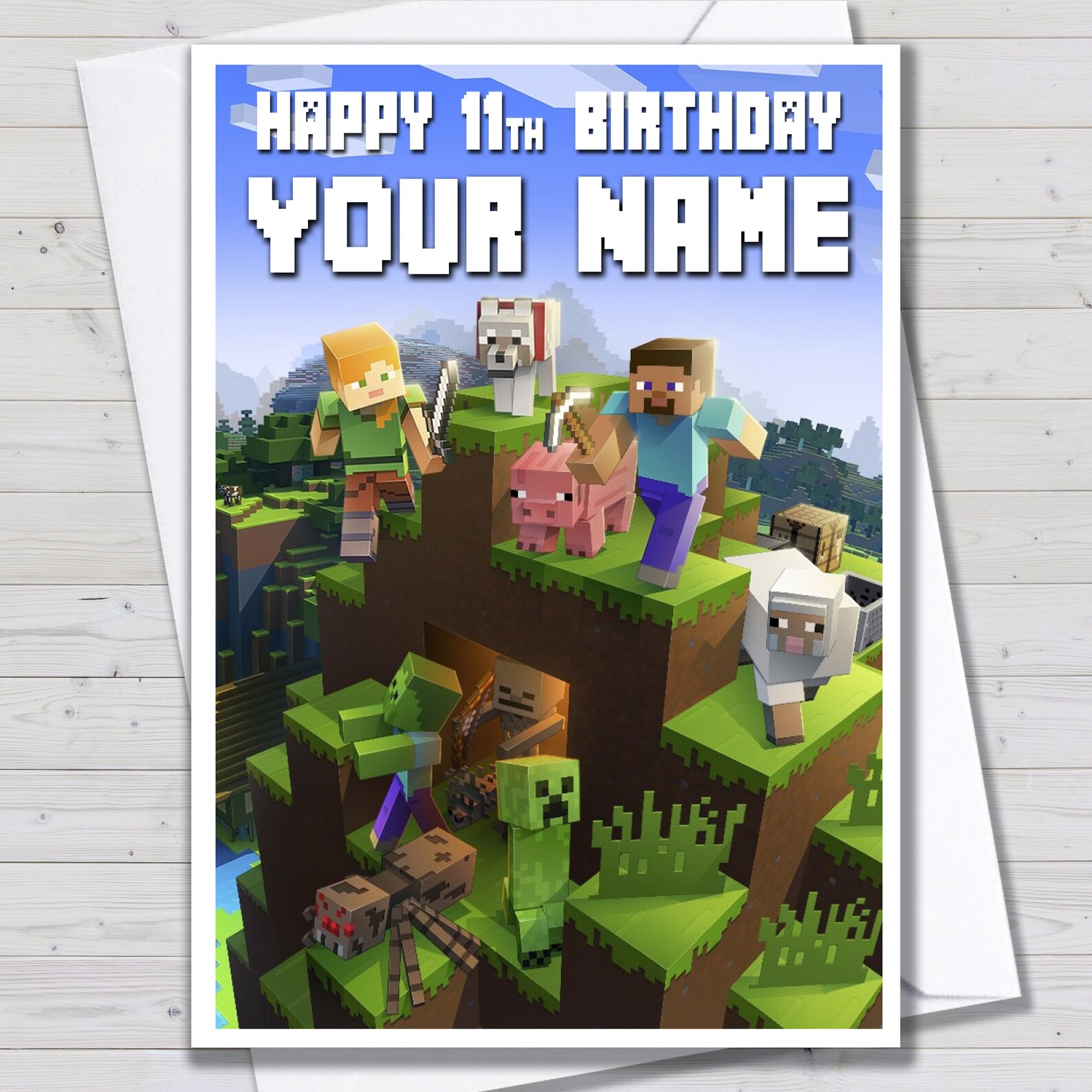 Personalised Minecraft Birthday Card Greeting Card any NAME | Etsy