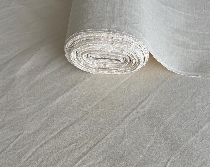 Cream - Vintage Beige White Cotton Fabric, Grain Sack, Hand Woven ...