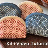Drawstring Bag With Koki Kit - Hydrangea Weaving Sashiko (kuguri-zashi ...