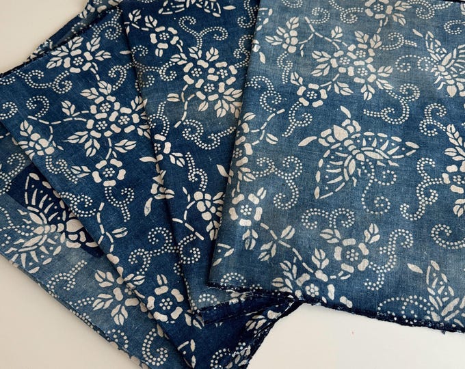 100cmx43cm Chinese Vintage Indigo Resist Dyed Fabric, Boro, Chinese ...