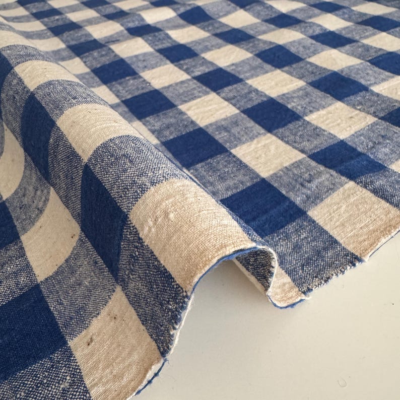 Flag - Vintage Blue Check Cotton Fabric – Handwoven Fabric - Etsy
